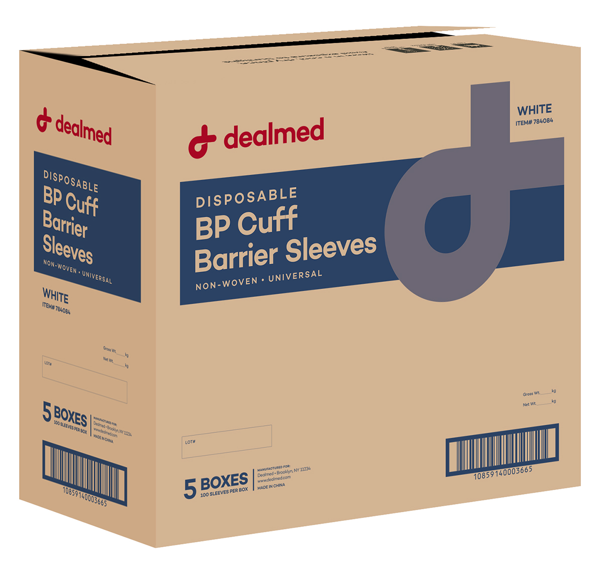 Barrier Sleeve Blood Pressure Cuff White Disposable, 100/Bx