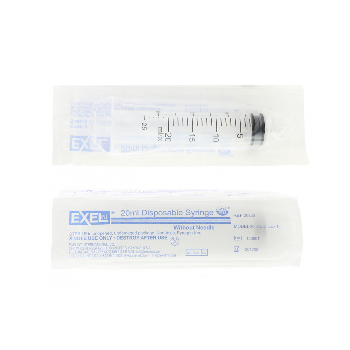 Syringe 20 - 25 mL Luer Lock with Cap, 50/Bx