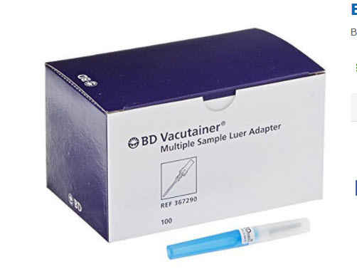 Luer Adapter Vacutainer Multiple Sample, 100/Bx