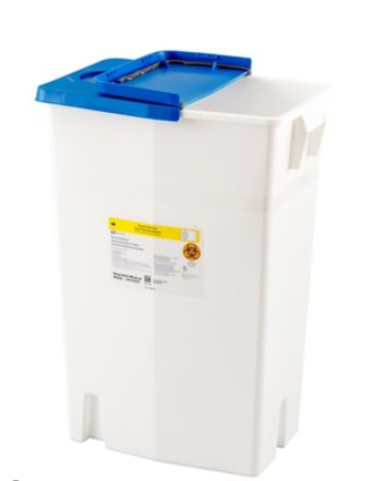 Sharps Container 18 Gal Hinged Lid Pharma White/Blue, Ea | Dealmed ...