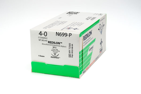 Suture Nylon 4-0 Black Mono 18" YP-3, 12/Bx