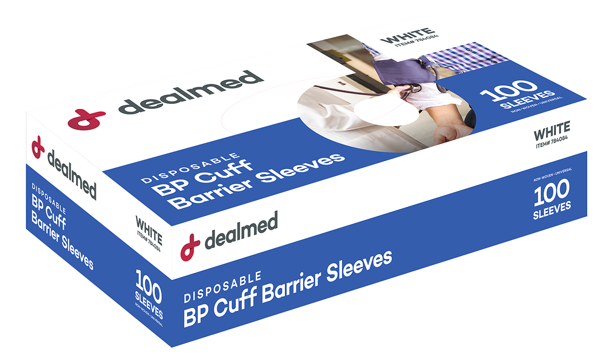 Barrier Sleeve Blood Pressure Cuff White Disposable, 100/Bx