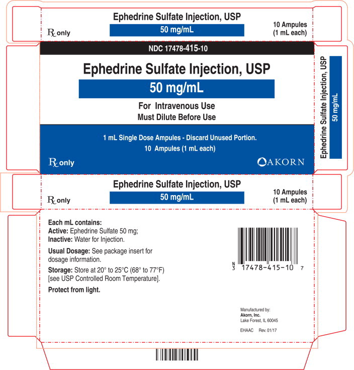 CV Ephedrine Sulfate 50 mg 1 mL Ampule, 10/Bx