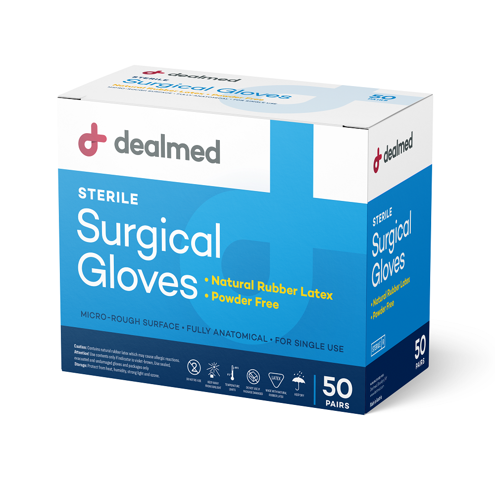 Glove Surgical Latex Sterile PF, Size 7, 50 Pr/Bx | Dealmed Medical ...