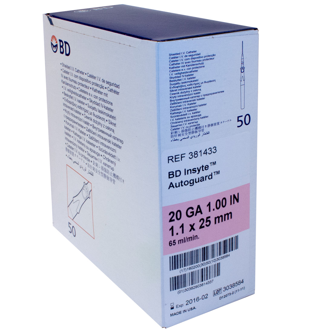 IV Catheter 20G x 1" Pink, 50/Box | Dealmed Medical Supplies