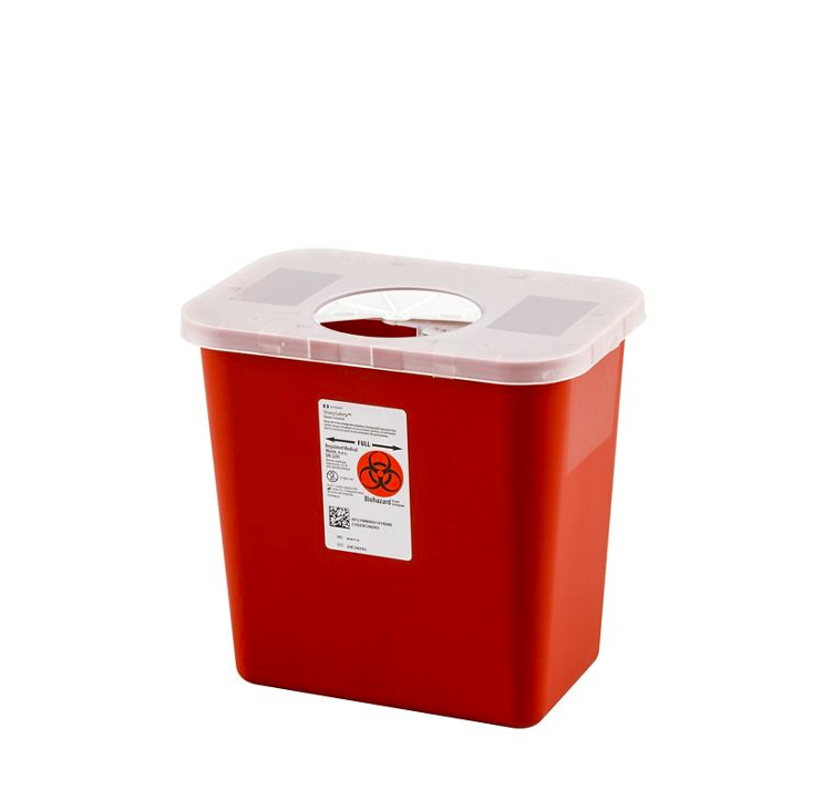 Sharps Container 2 Gal Rotor Opening Red, Ea