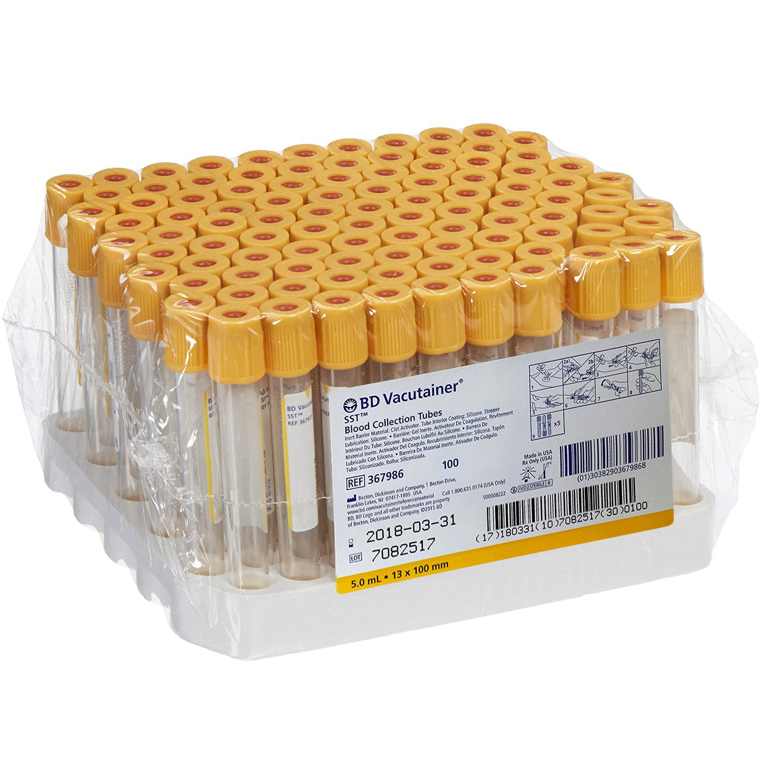 Blood Collection Tube Vacutainer SST 10.0 mL Red/Grey Transport Double ...