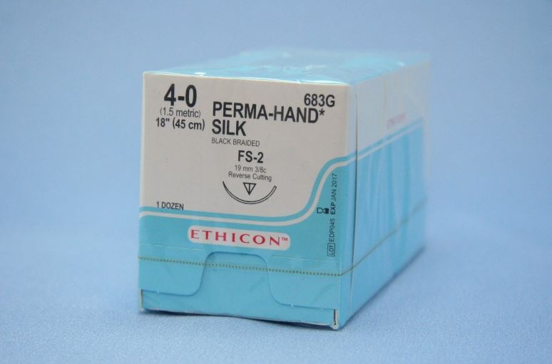 Suture Nylon 4-0 Black Mono 18" FS-2 Reverse Cutting 3/8 Circle, 12/Bx ...