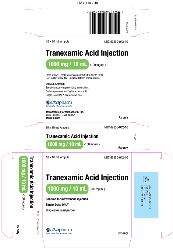 Tranexamic Acid 100 mg/mL 1000 mg/10 mL 10 mL SDV, 10/Bx